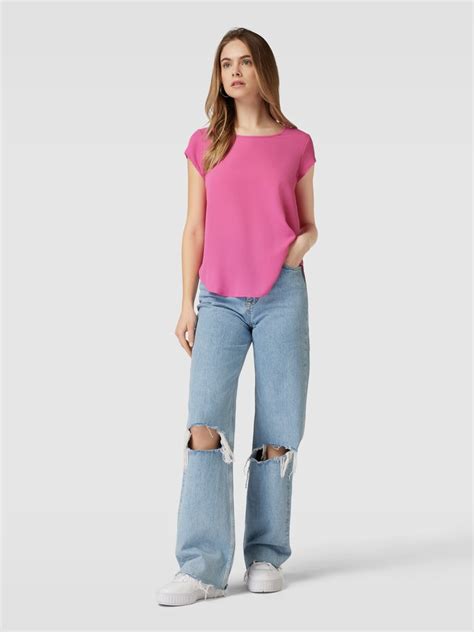 Only Blusenshirt In Unifarbenem Design Modell Vic Pink Online Kaufen