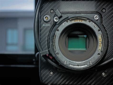 Closeup Of The Sensor Glass Of A Full Frame 4k Film Camera Premium Ai Generated Image