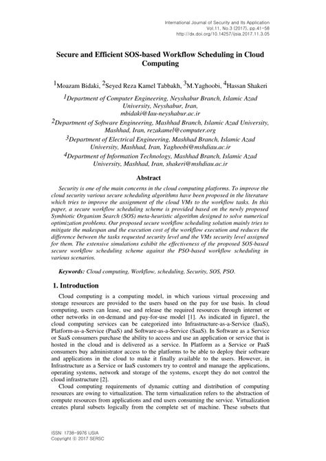 Pdf Secure And Efficient Sos Based Workflow Scheduling In Cloud Computing