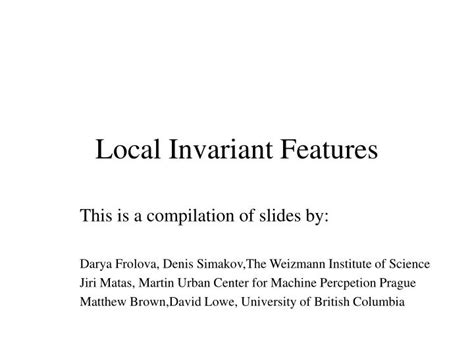 Ppt Local Invariant Features Powerpoint Presentation Free Download Id317504