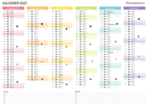 Kalender 2027 Zum Ausdrucken Pdf And Excel Vorlagen