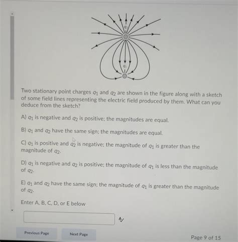 Solved Two Stationary Point Charges 91 And 92 Are Shown In