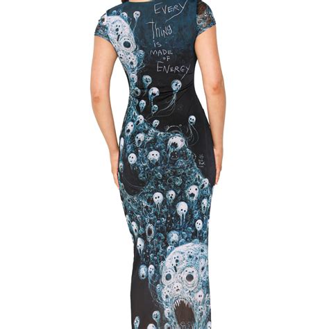 Energy Bubbles Sheer Cap Sleeve Bodycon Maxi Dress Limited