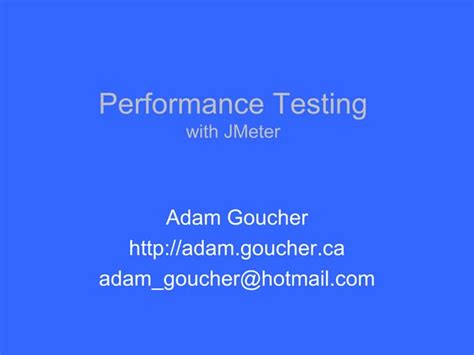 Performance Testing With Jmeter Ppt