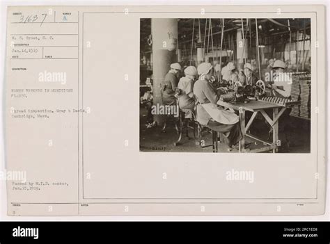 Wwi Women Workers Inspecting Threads During Munitions Production At Gray And Davis In Cambridge