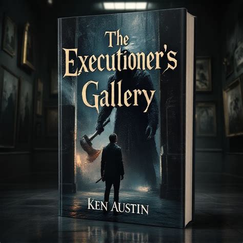Suspense Horror Book Cover Design Featuring Hood Axe And Art Gallery