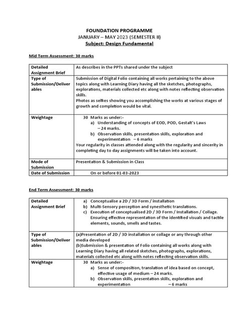 Student Assignment Plan Design Fundamental Semester Ii Download