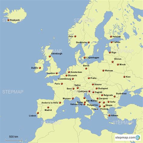 Europe Map With Capital Cities