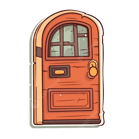 白色背景剪貼畫上的貼紙卡通木門 向量 帶有卡通敲門隔離的貼紙設計 貼紙向量圖案素材免費下載，png，eps和ai素材下載 Pngtree