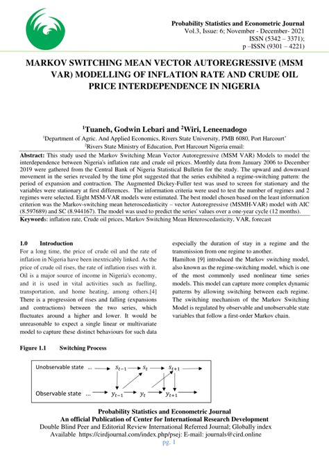 pdf markov switching mean vector autoregressive msm var modelling