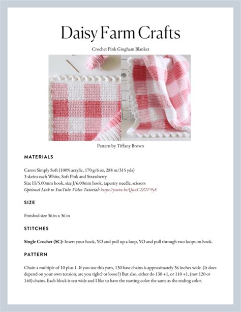 Crochet Pink Gingham Blanket Daisy Farm Crafts