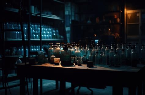 A Table Topped With Lots Of Bottles Filled With Liquid Ai Generative Image Premium Ai