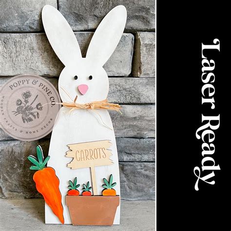 Bunny Carrot Leaner Laser File Easter Spring Svg Etsy