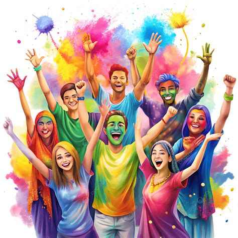People Celebrating Holi Festival Illustration Holi Festival