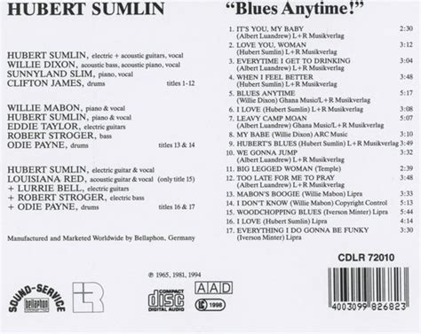Hubert Sumlin Clifton James Willie Dixon Sunnyland Slim Blues Anytime Cd Bol