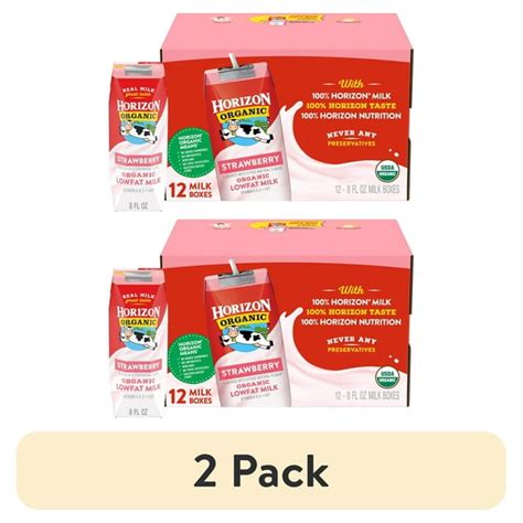 Horizon Organic 1 Lowfat Strawberry Milk Office Pack Walmart