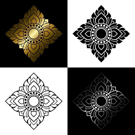 Traditional Thai Art Pattern Set Prajam Yam 3 13530364 Vector Art At