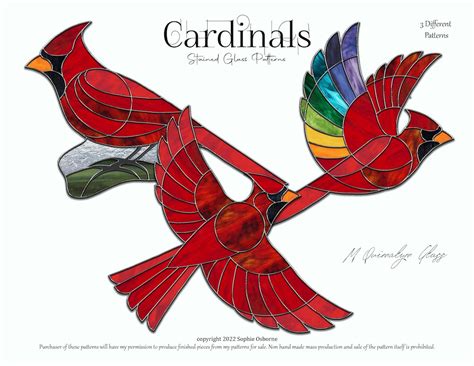 Cardinals Stained Glass Patterns Etsy