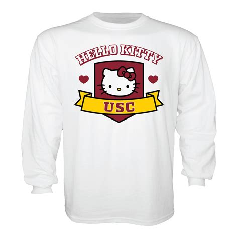 Usc Trojans Youth White Hello Kitty Evaline Youth Cotton Long Sleeve T