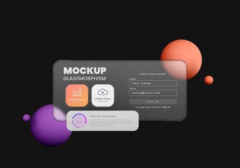 Premium Psd Glassmorphism Buttons Style Mockup