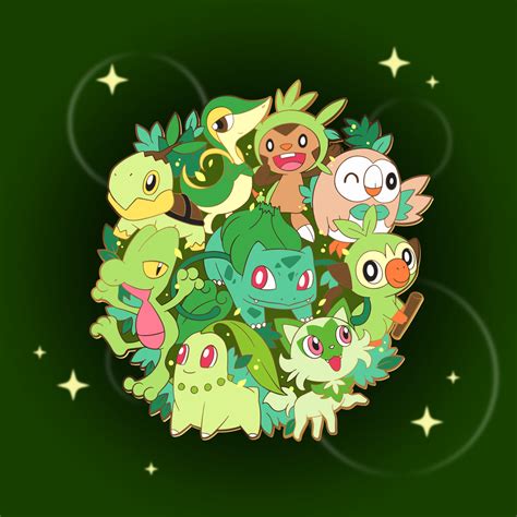 Grass Starters Pokemon Evolution Enamel Pin Shinnoyume