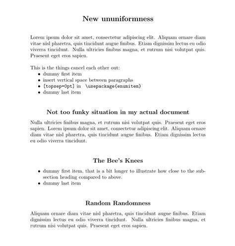 Sectioning Uniform Spacing Around Headings With Special Case Of `usepackage Enumitem And