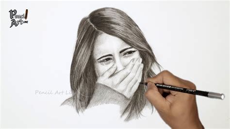 How To Draw A Woman With Hand Over Her Mouth Step By Step Easy Sketch