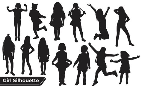 Collection Of Young Girl Silhouettes In Different Positions 4813703