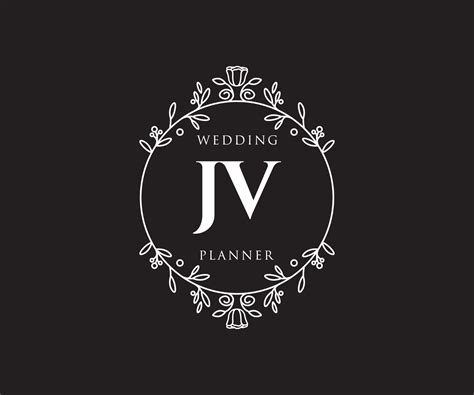 Jv Initials Letter Wedding Monogram Logos Collection Hand Drawn Modern