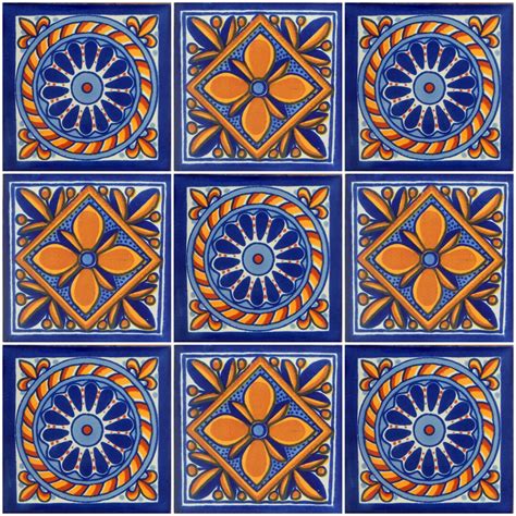 9 Handmade Mexican Talavera Tiles 4x4” Ceramic Tiles Vibrant And Hand