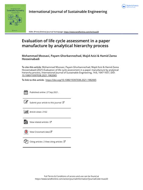 Evaluation Of Life Cycle Assessment In A Paper Manufacture By
