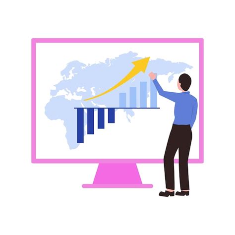 Premium Vector The Boy Is Looking At The Progress Of The Graph