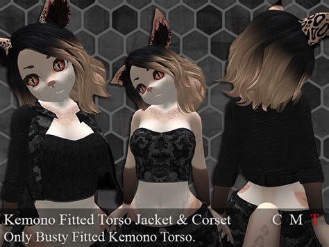 Second Life Marketplace Black And White Kemono Fitted Torso Jacket