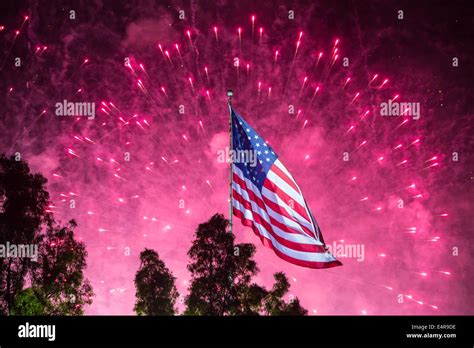 A Bright Loud Fireworks Display On The 4th Of July For Independance