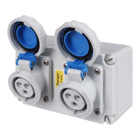 Ceenorm 16a 2pe 230v 2 Gang Wall Mounted Socket Ip67 653241wt Cef