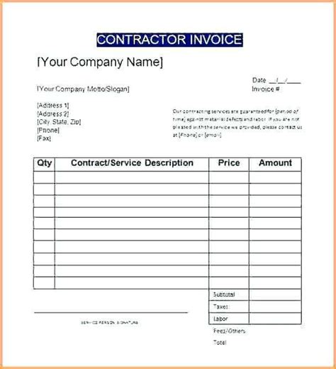 Printable Labor Invoice Template Excel With Stunning Design For Labor Invoice Template Excel
