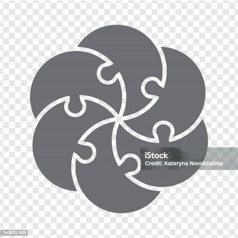 회색의 간단한 아이콘 원 퍼즐 웹 사이트 디자인 앱 Ui에 대한 투명한 배경에 있는 6가지 요소의 간단한 아이콘 퍼즐 Eps10 실톱에 대한 스톡 벡터 아트 및 기타 이미지