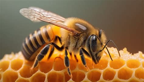 Macro Image Of A Squash Bee Generative Ai Stock Illustration