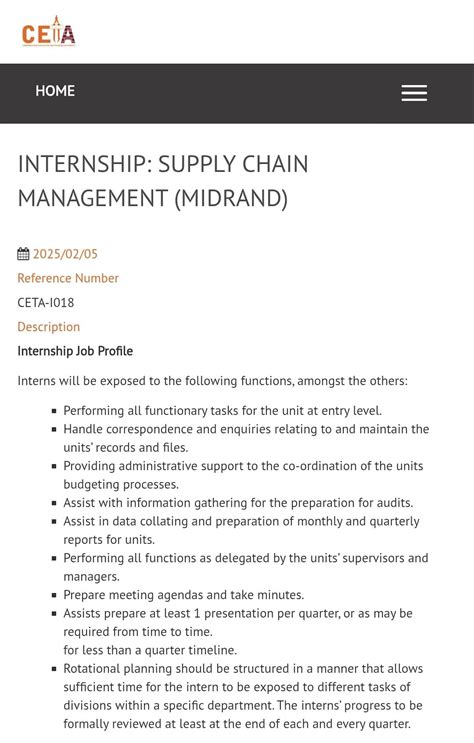 Internship Supply Chain Management Midrand Jobspress