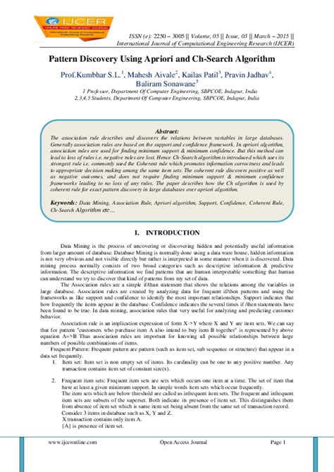 Pdf Pattern Discovery Using Apriori And Ch Search Algorithm