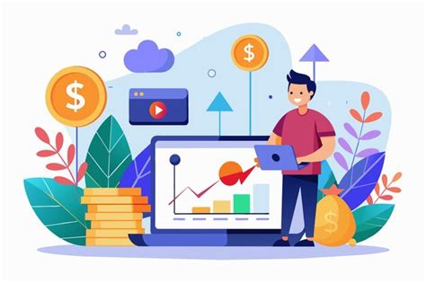 Premium Vector A Man Standing In Front Of A Computer Screen Focusing On The Digital Display