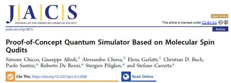 Published On Jacs The First Experimental Quantum Simulation On A Molecular Spin Qudit