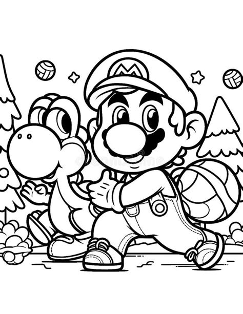 Mario Y Yoshis Aventuras Atléticas Página De Color Stock De Ilustración Ilustración De