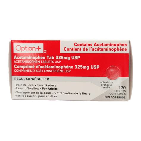 Option Acetaminophen Tablets Regular Strength 325mg 120 Tablets
