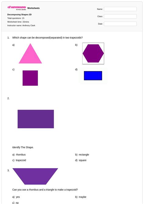 50 Decomposing Shapes Worksheets For Grade 5 On Wayground Free