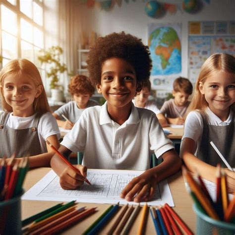 Students Working On Their First School Assignment Premium Ai