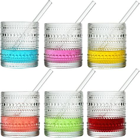 Alink Vintage Glassware Hobnail Drinking Glasses Set Of 6