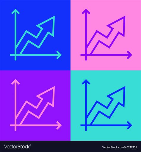 Pop Art Line Financial Growth Increase Icon Vector Image