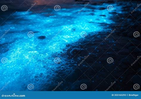 Bioluminescent Algae Bloom Silhouette Cartoon Vector Cartoondealer