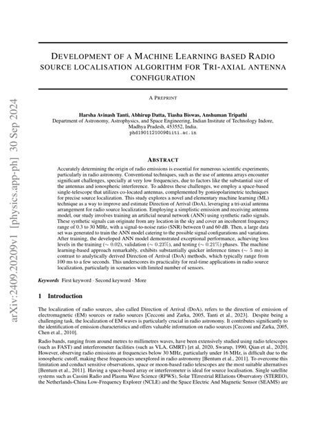 Pdf Development Of A Machine Learning Based Radio Source Localisation Algorithm For Tri Axial